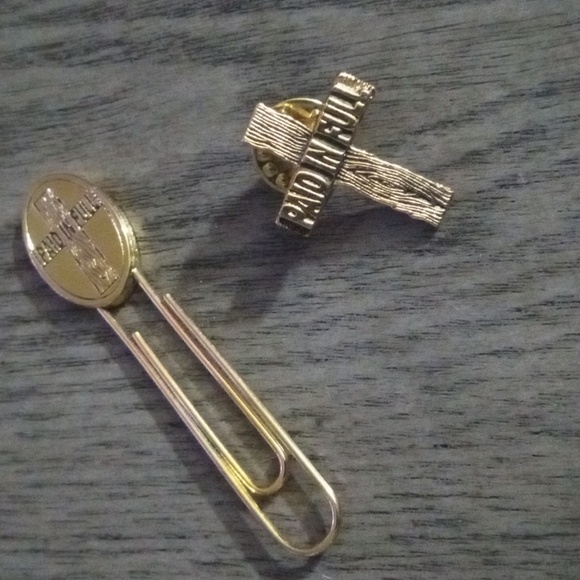 Jewelry | Cross Paperclip Pin Paid In Full Script Large 25 | Poshmark